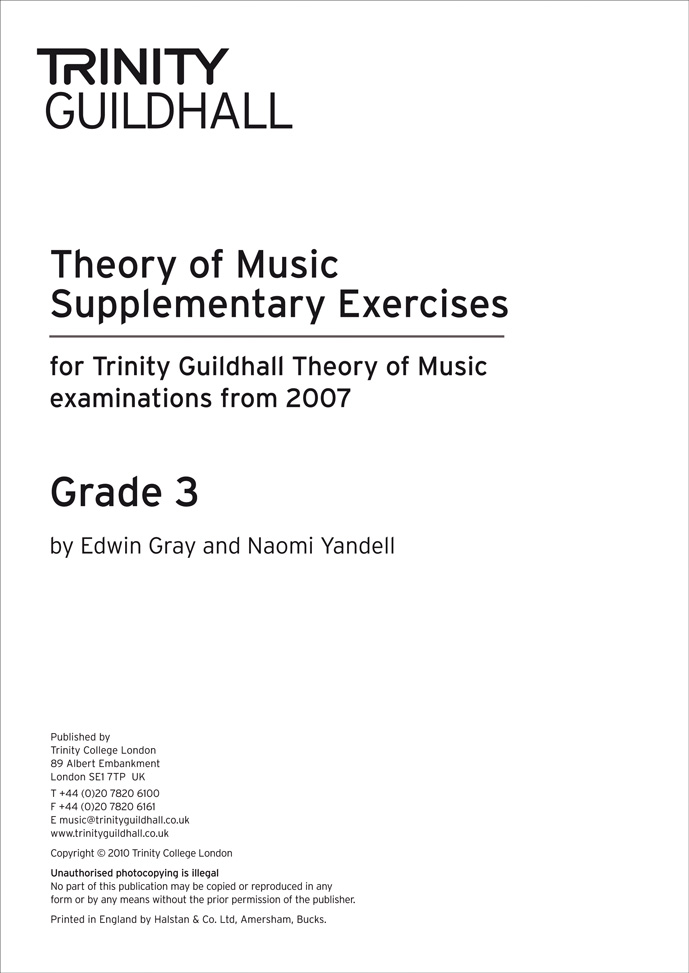 Theory Supplementary Exercises Grade 3 | Trinity Malaysia